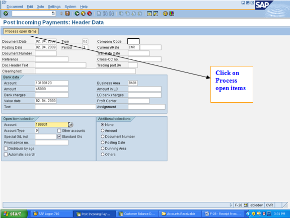 Free SAP Training Manuals: T Code- F-28 : SAP FI USER MANUAL Receipt ...