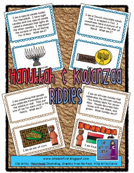 Clip Art by Carrie Teaching First: Hanukkah & Kwanzaa Riddles