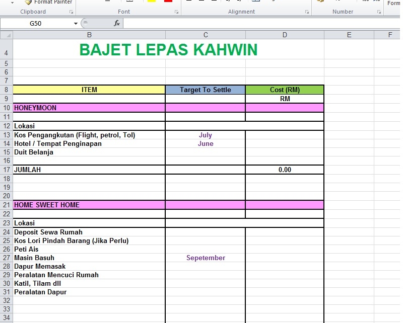 MENJARING IMPIAN: Checklist kahwin/ Soft Copy Bajet Bertunang, Kahwin ...