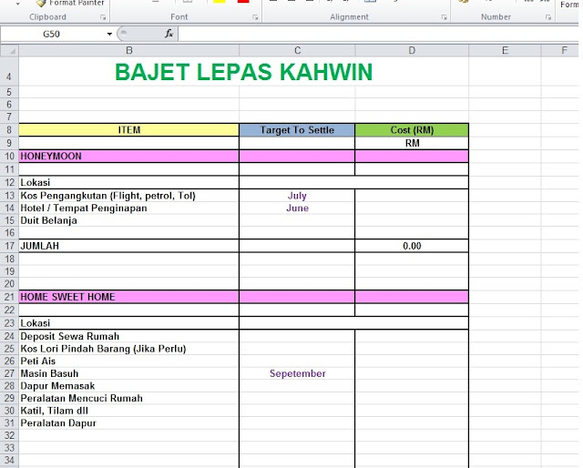 MENJARING IMPIAN: Checklist kahwin/ Soft Copy Bajet Bertunang, Kahwin ...