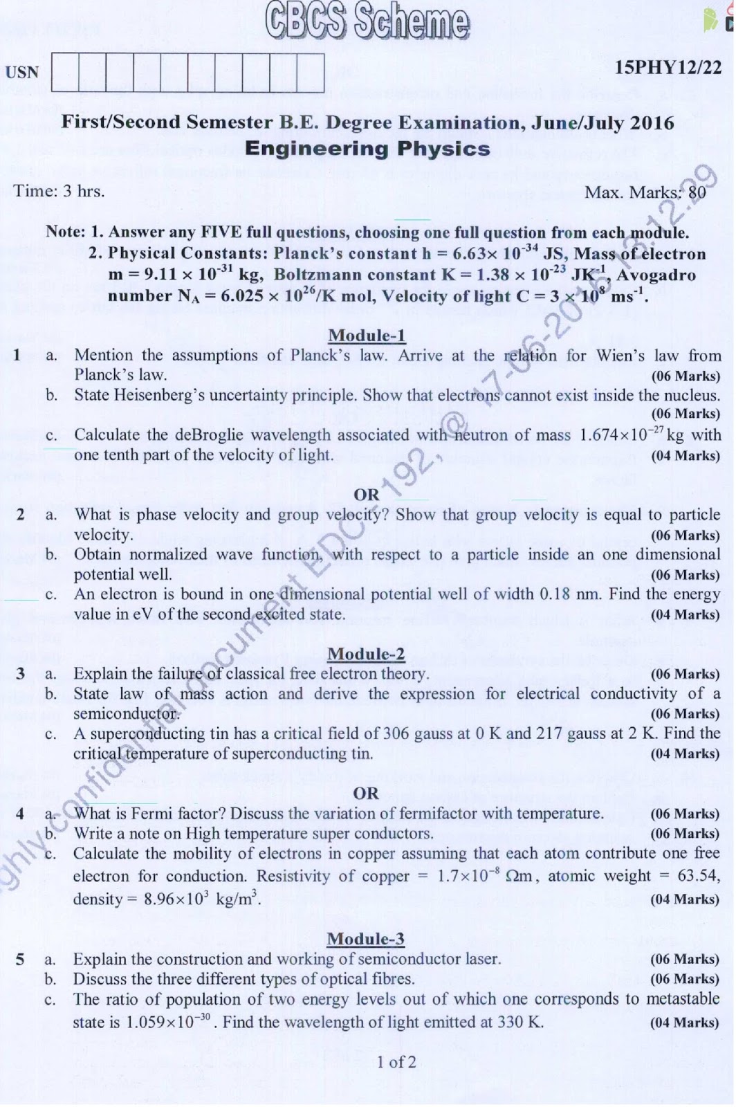 Vtu Be 1st Year Physics Question Paper Electrical Resistivity And Vtu Be 1st Year Physics Question Paper Electrical Resistivity And