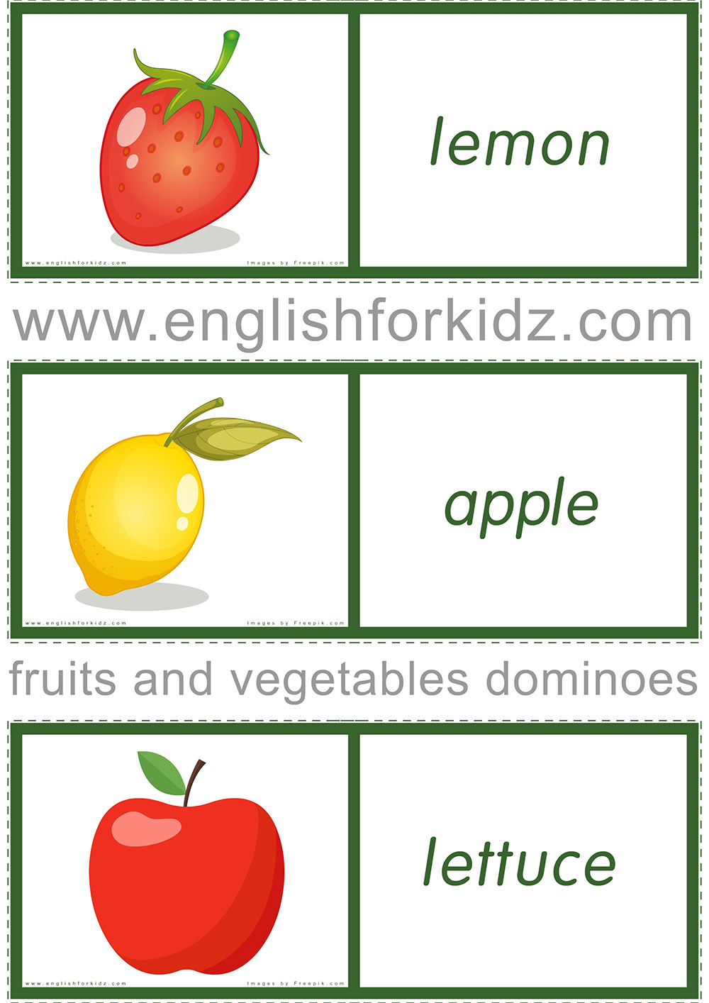 Fruits and Vegetables Dominoes. Part 1.