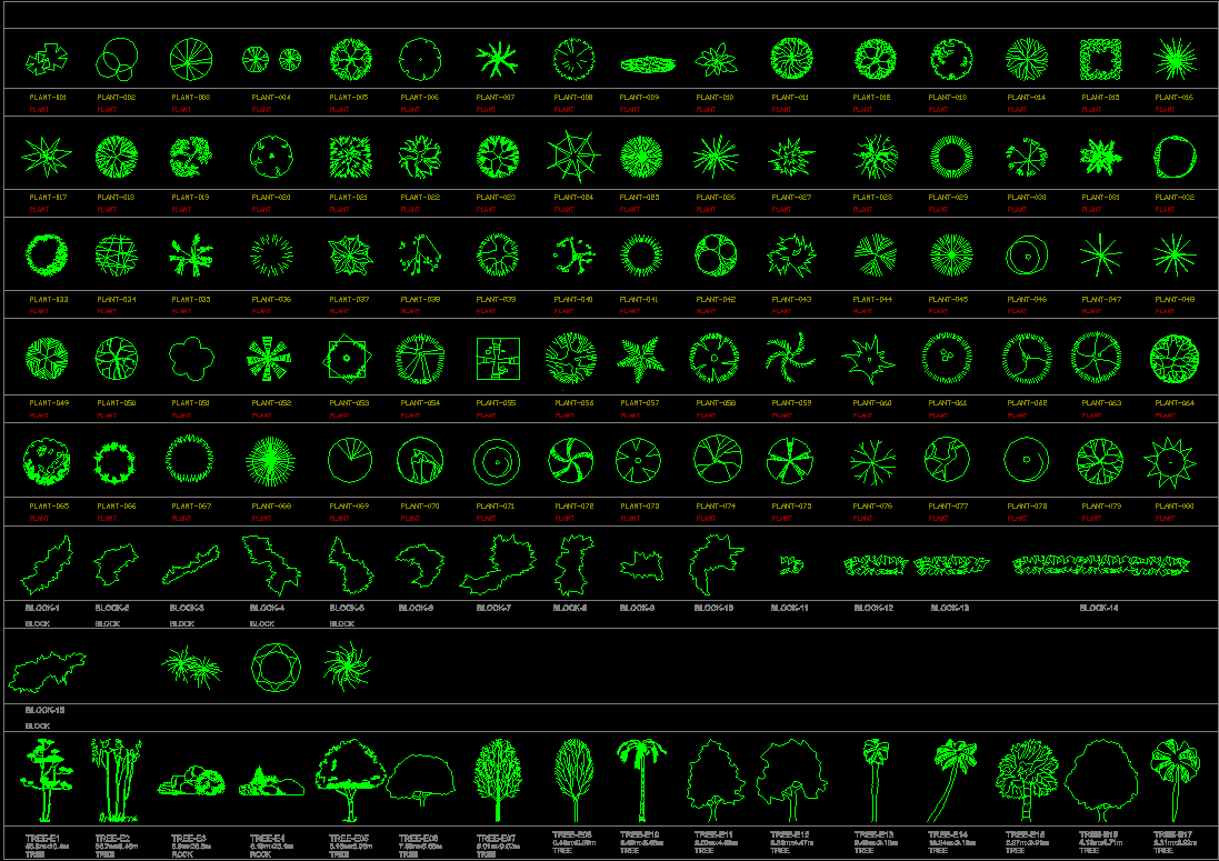 Tree Blocks DWG.