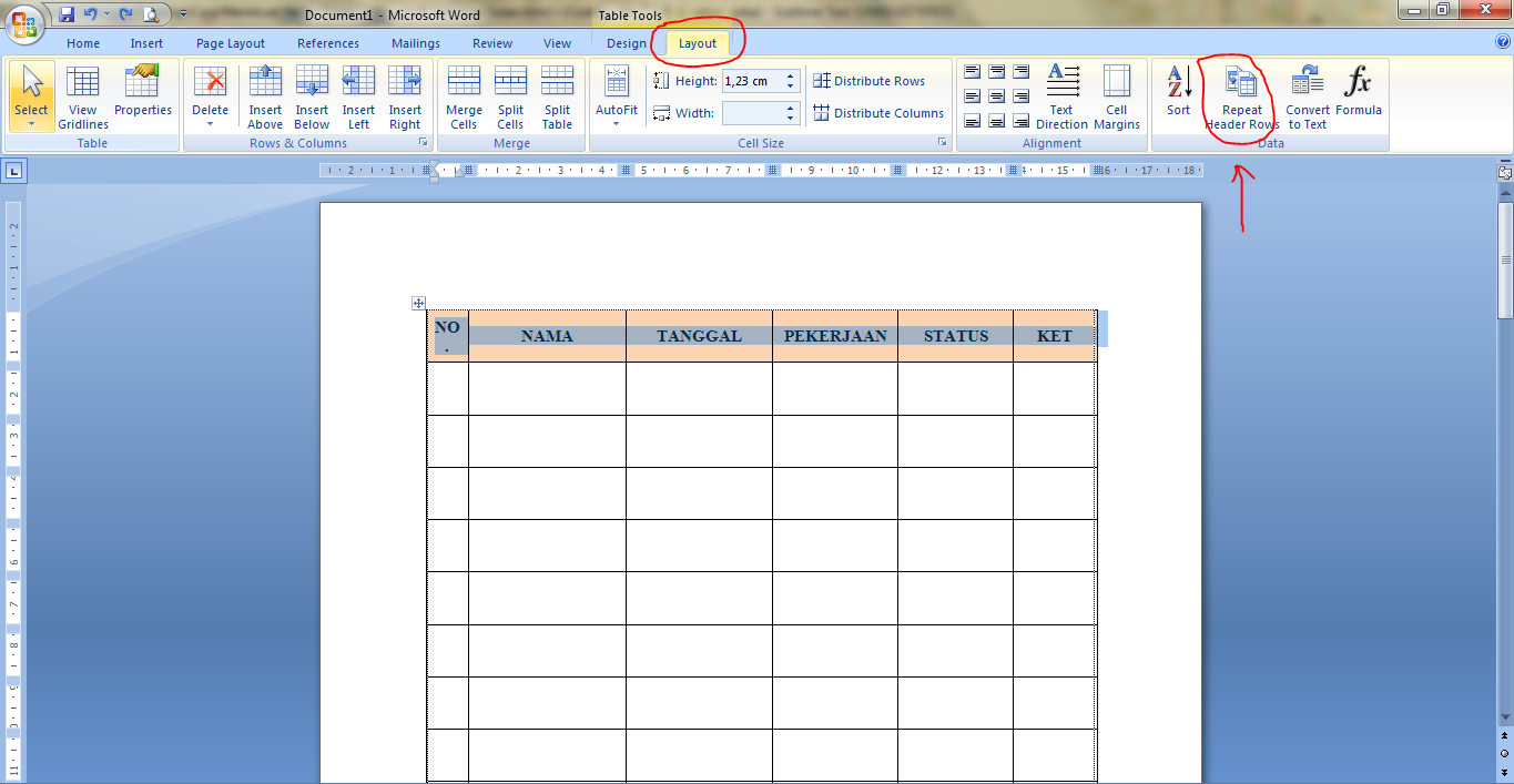 Cara Membuat Heder Tabel Otomatis di Halaman Selanjutnya di Microsoft ...