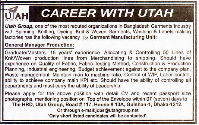 All Newspaper Jobs: Utah Group, Position: General Manager- Production.
