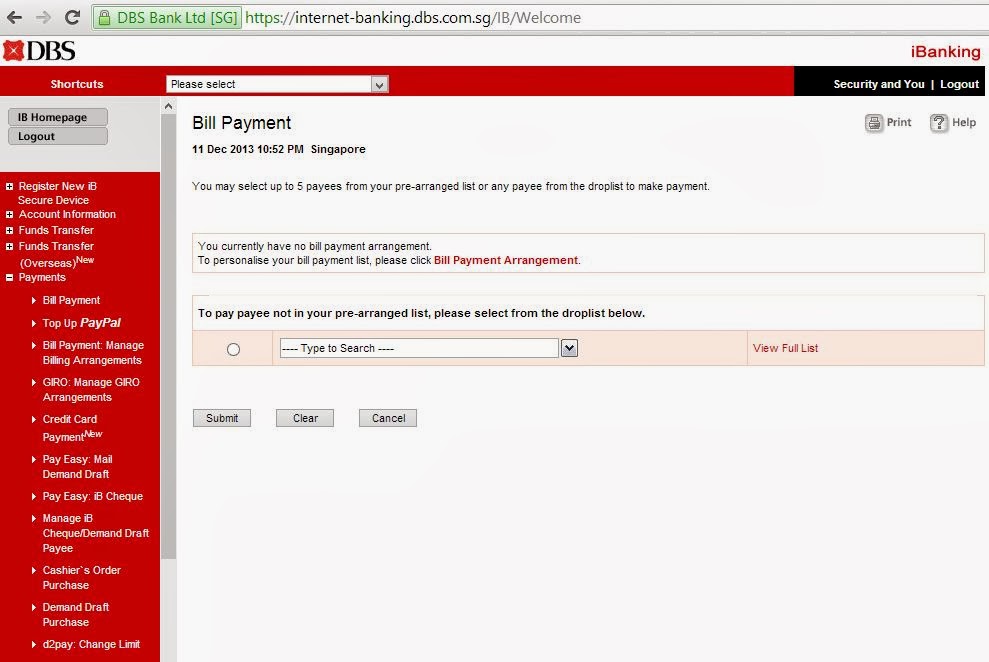 PNB Online Remittance through DBS iBanking