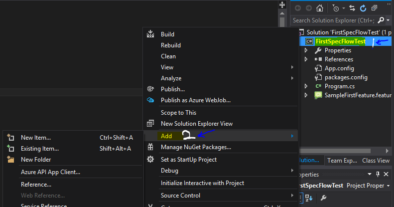 C# Visual Studio - SpecFlow Step Definition file | Automation Home