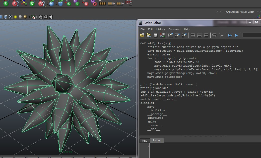 Maya Python Studying: My first Module: spike
