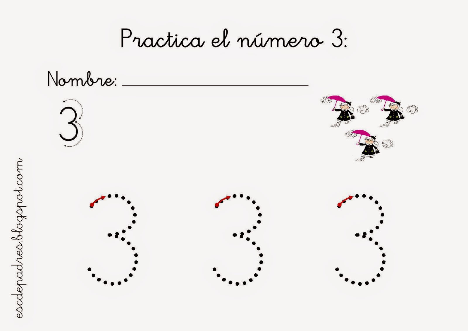 Escuela de padres y madres: GRAFOMOTRICIDAD: PRACTICA EL NÚMERO 3