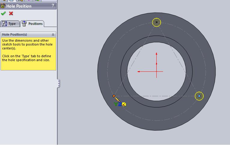 3D CAD Model Tutorial: Create Hole Wizard with Polygon Sketch at Flange ...