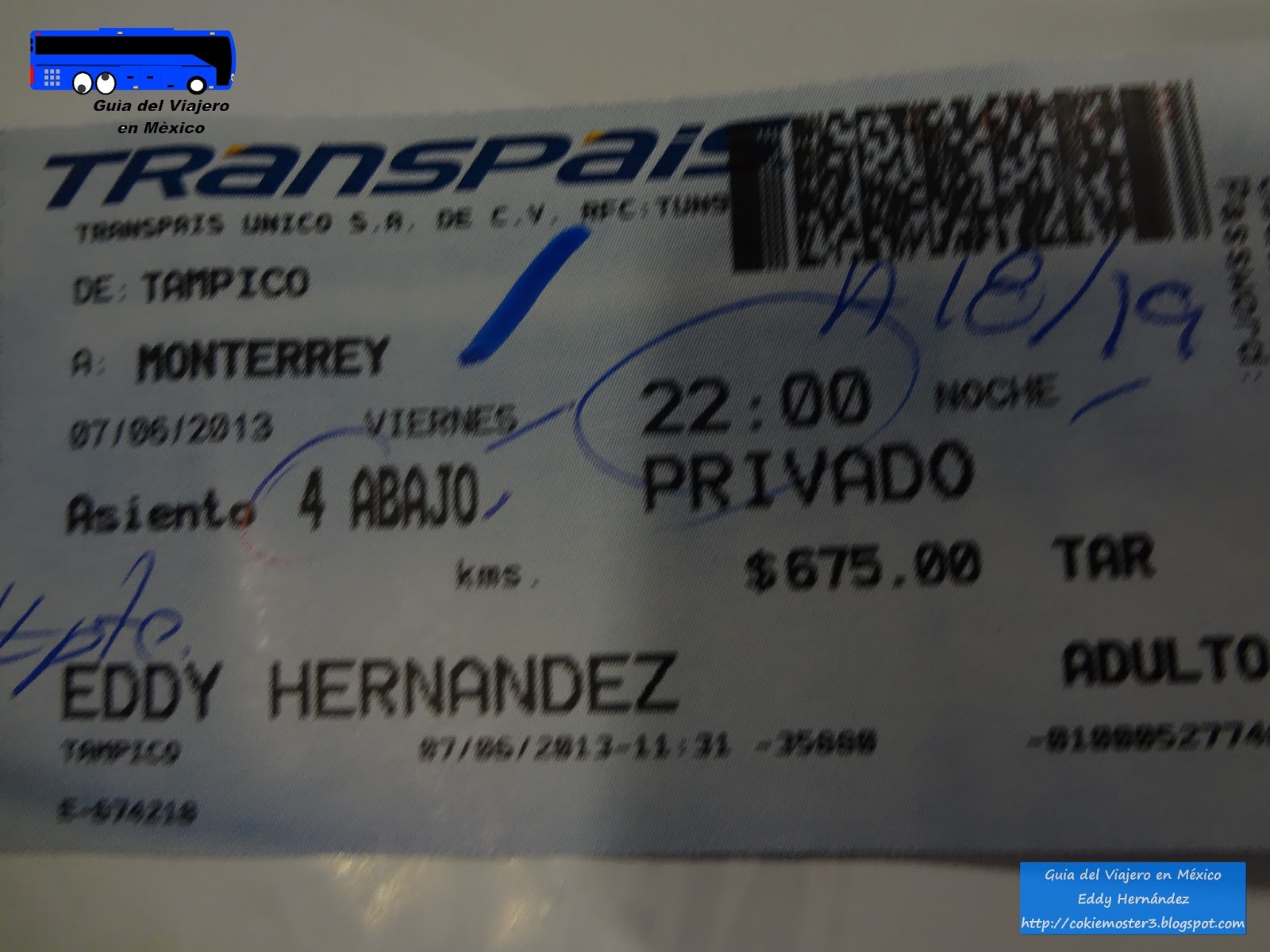 Viajando en Transpais Vista