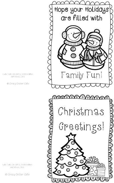 Crazy Critter Cafe : Freebie #3 Color Your Own Christmas Cards