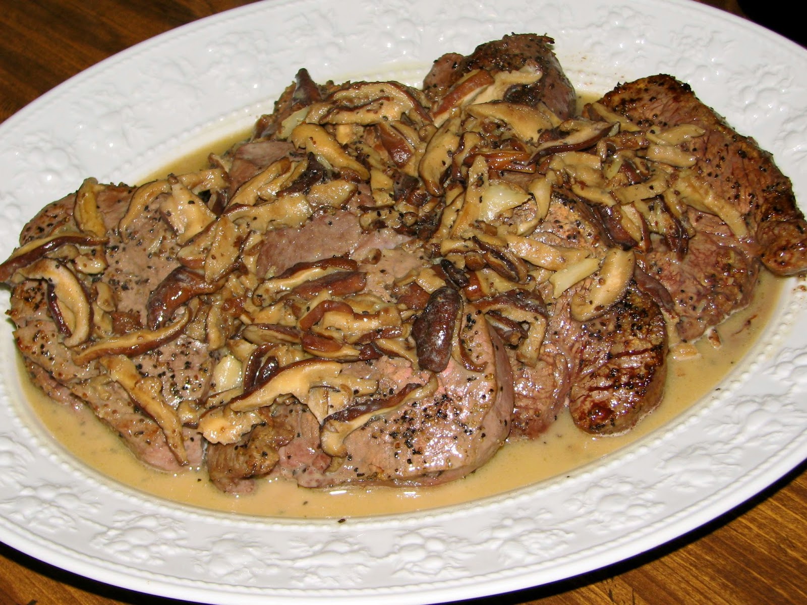 Shel's Kitchen: Pan Sauteed Filet Mignon with Caramel Brandy Mushroom Sauce