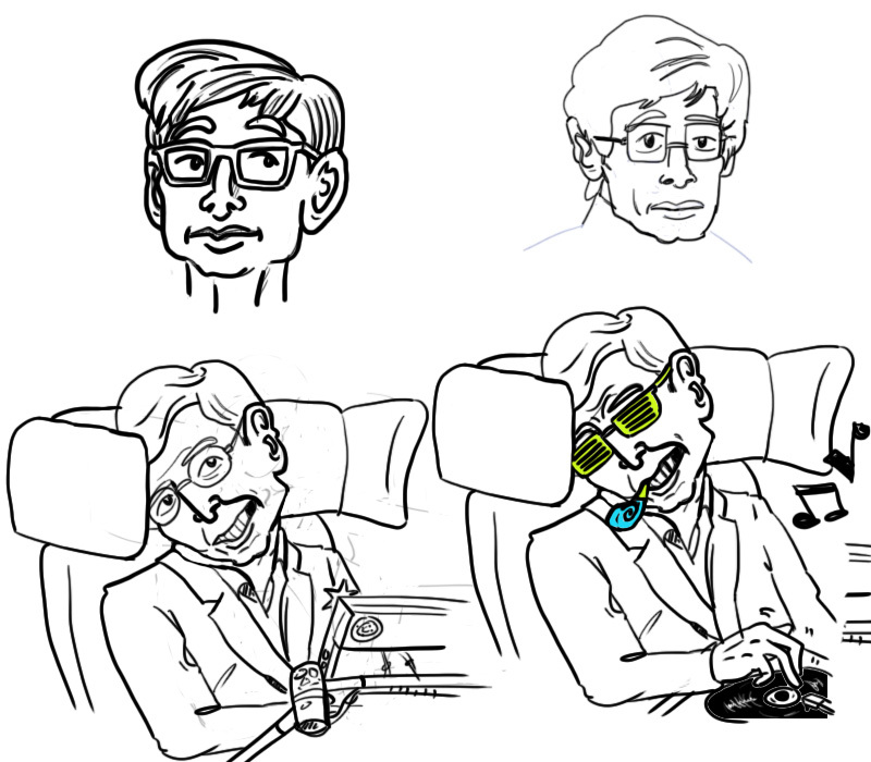 Lauren's Drawings and Animation: Stephen Hawking mixin' it up like a Pro.