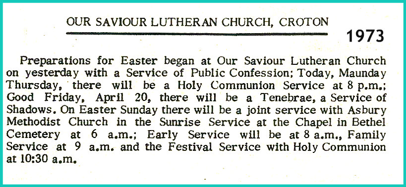 EverythingCroton: A CROTON EASTER SEASON 1973