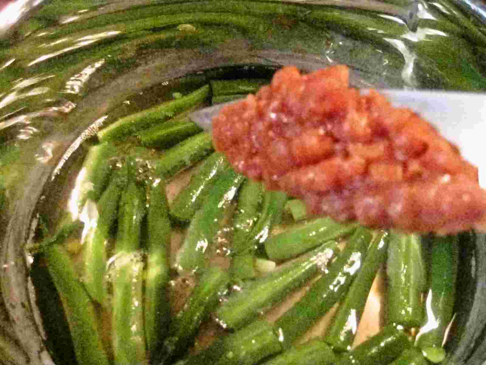 Recipes for Tom: Ingen no umeni / green beans simmered with pickled plum