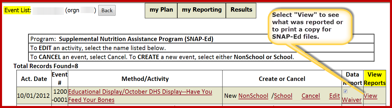 AIMS SNAP Help: Screen shots used for SNAP-Ed AIMS Reporting Centra ...