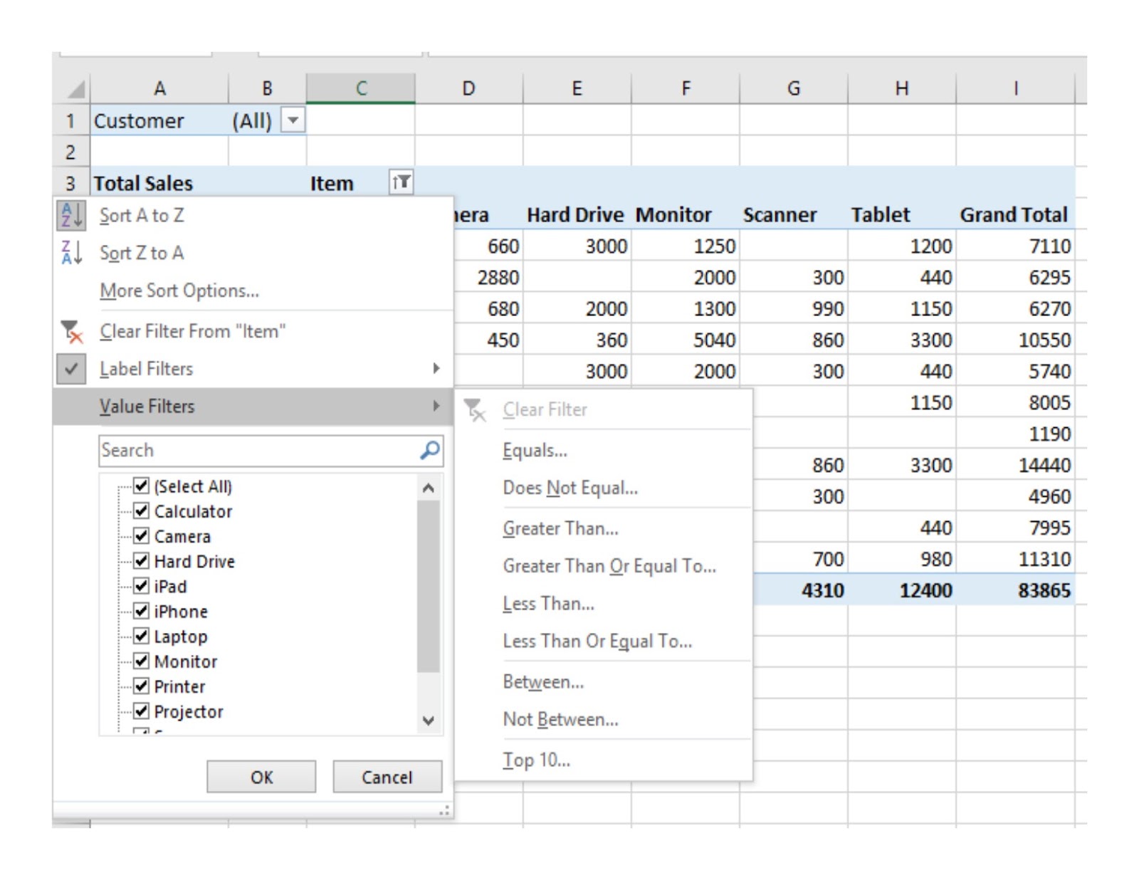 Windows and Office : Pivot Table - Filtering