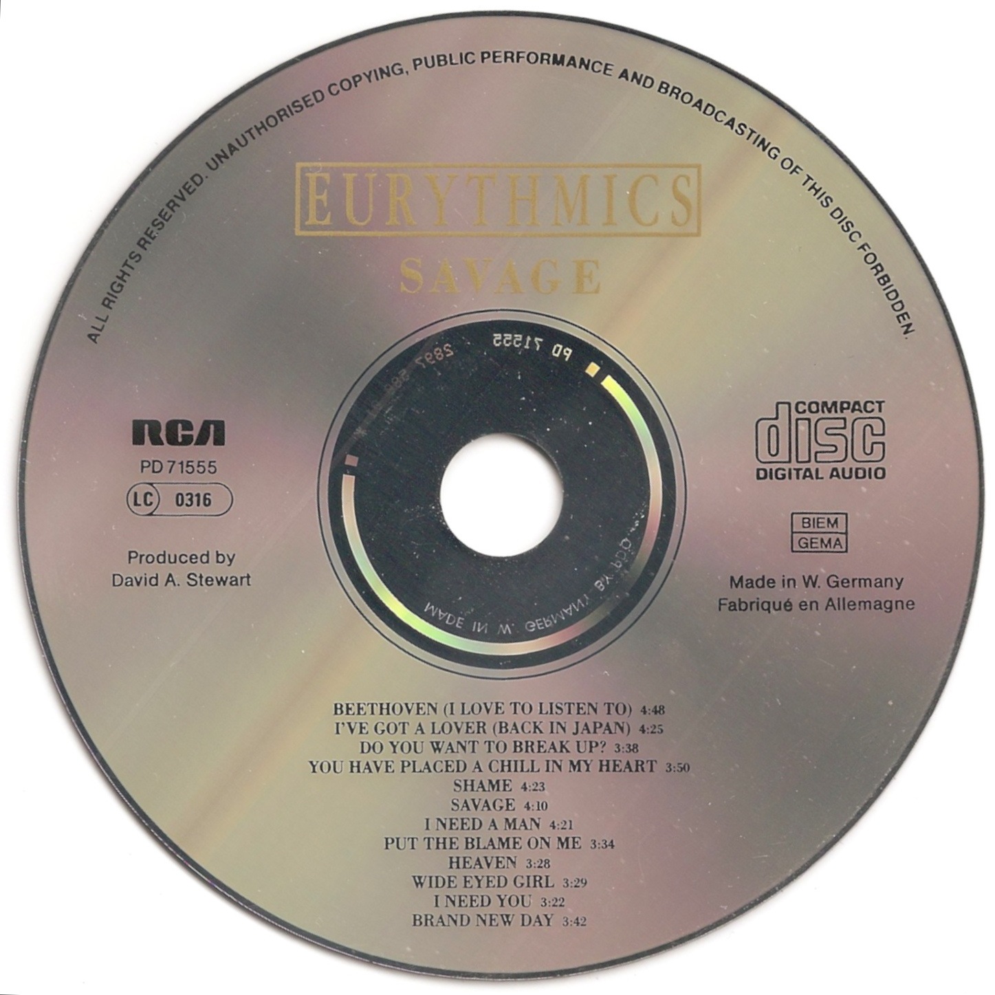 The First Pressing CD Collection: Eurythmics - Savage