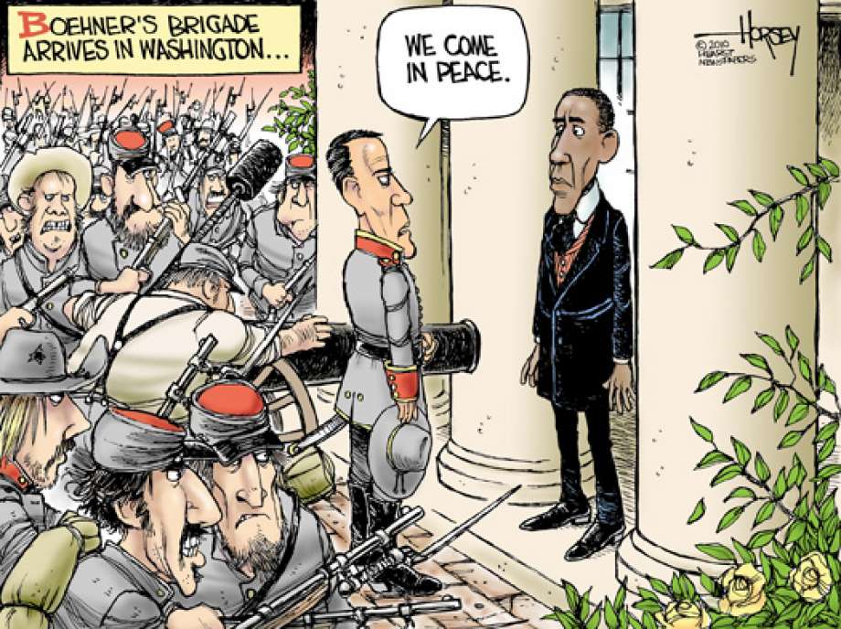 en un combat douteux: Editorial Cartoon by David Horsey, Los Angeles Times