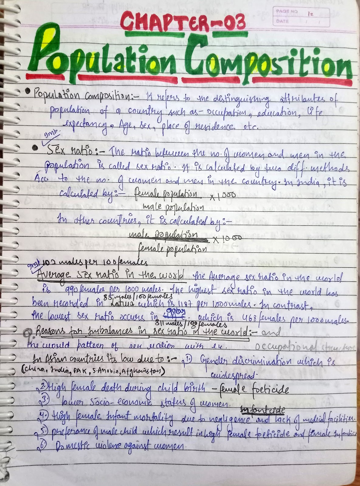 Population Composition-geography-class 12th