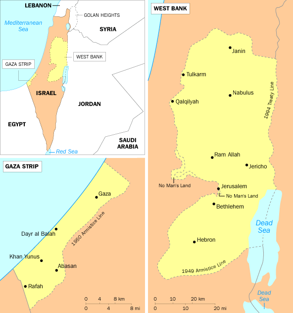 PALESTINIE WEST BANK & GAZA - GEOGRAPHICAL MAPS OF PALESTINIE WEST BANK ...