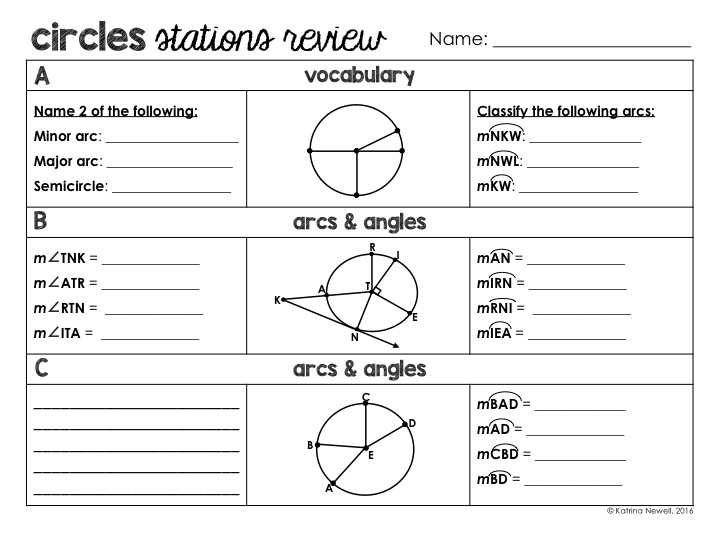 Circles (Part 2) Stations Review | Mrs. Newell's Math