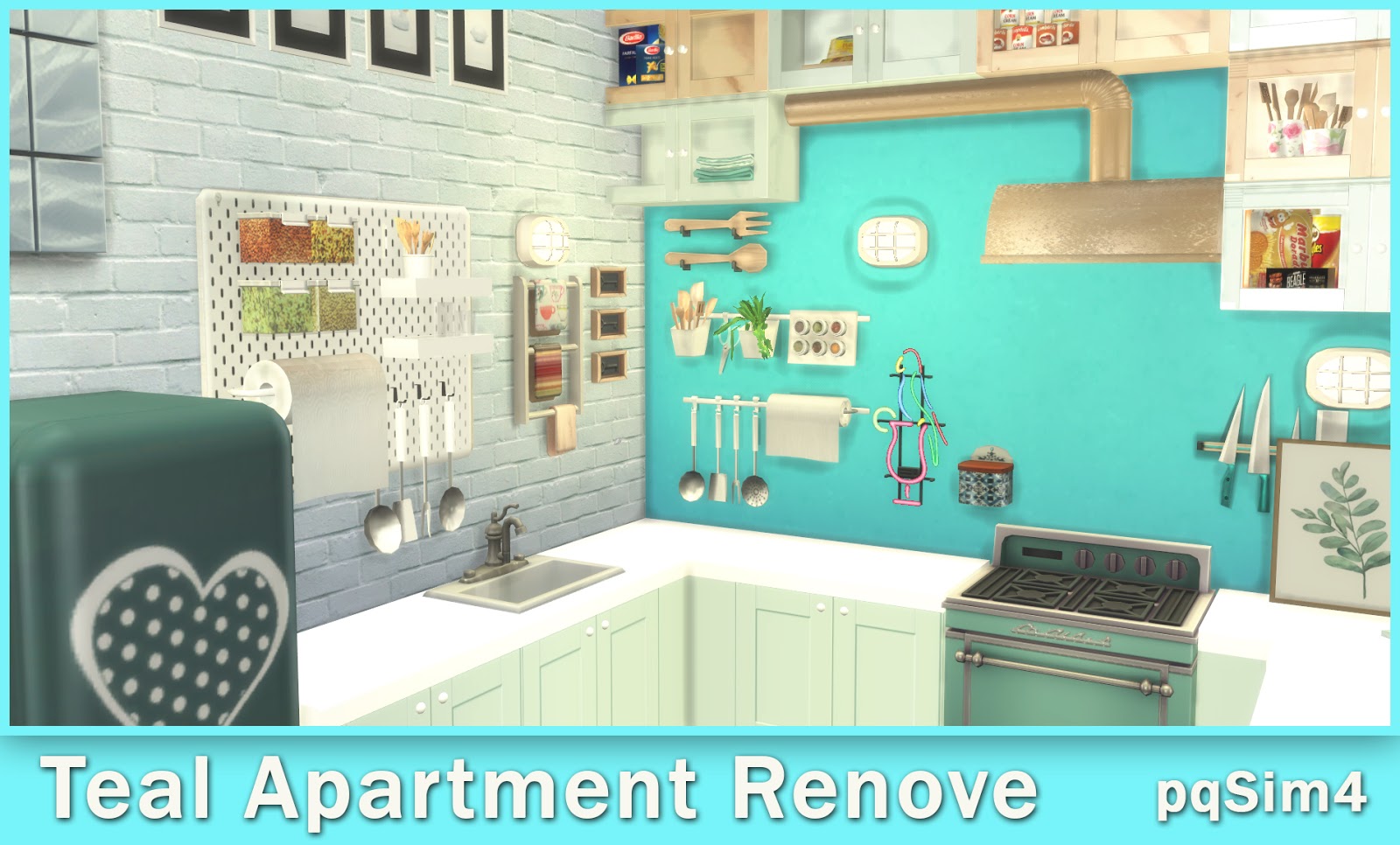 Teal Apartment Renove. Sims 4 Speed Build and Download.