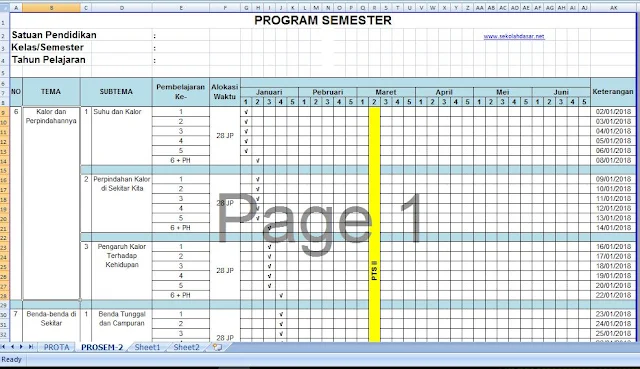 Prota dan Promes Semester 2 Kelas 5 Kurikulum 2013 - SekolahDasar.Net