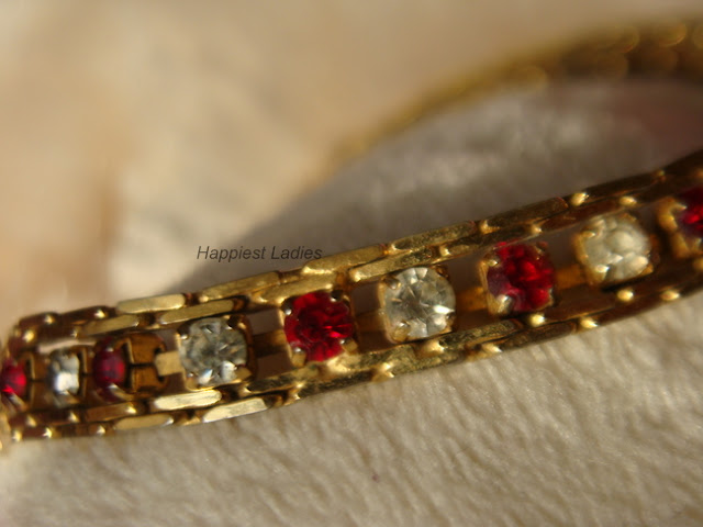 White & Red Stone Studded 18k Gold Bracelet - Happiest Ladies
