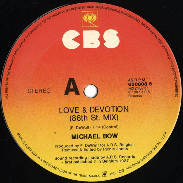 Disco Club: Michael Bow - Love & Devotion (86th St. Mix) 1987