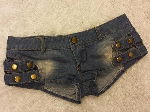 J' Adoré: Cut Out Sides Micro Mini Denim Shorts