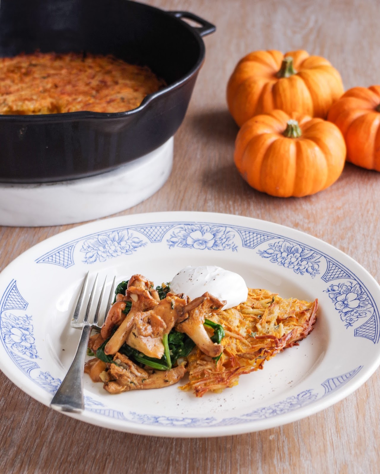 Pumpkin Rösti w/ Chanterelle Mushrooms & Spinach |Euphoric Vegan