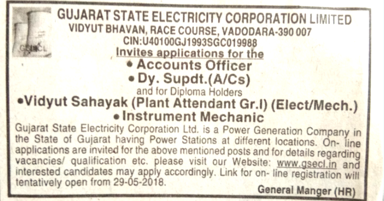 Gujarat State Electricity Corporation Limited (GSECL) Recruitment for ...