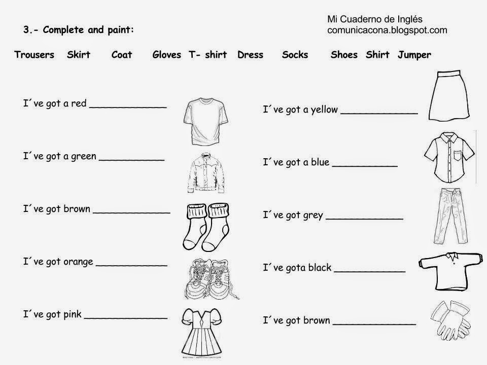 Atividades Roupas Em Ingles - FDPLEARN