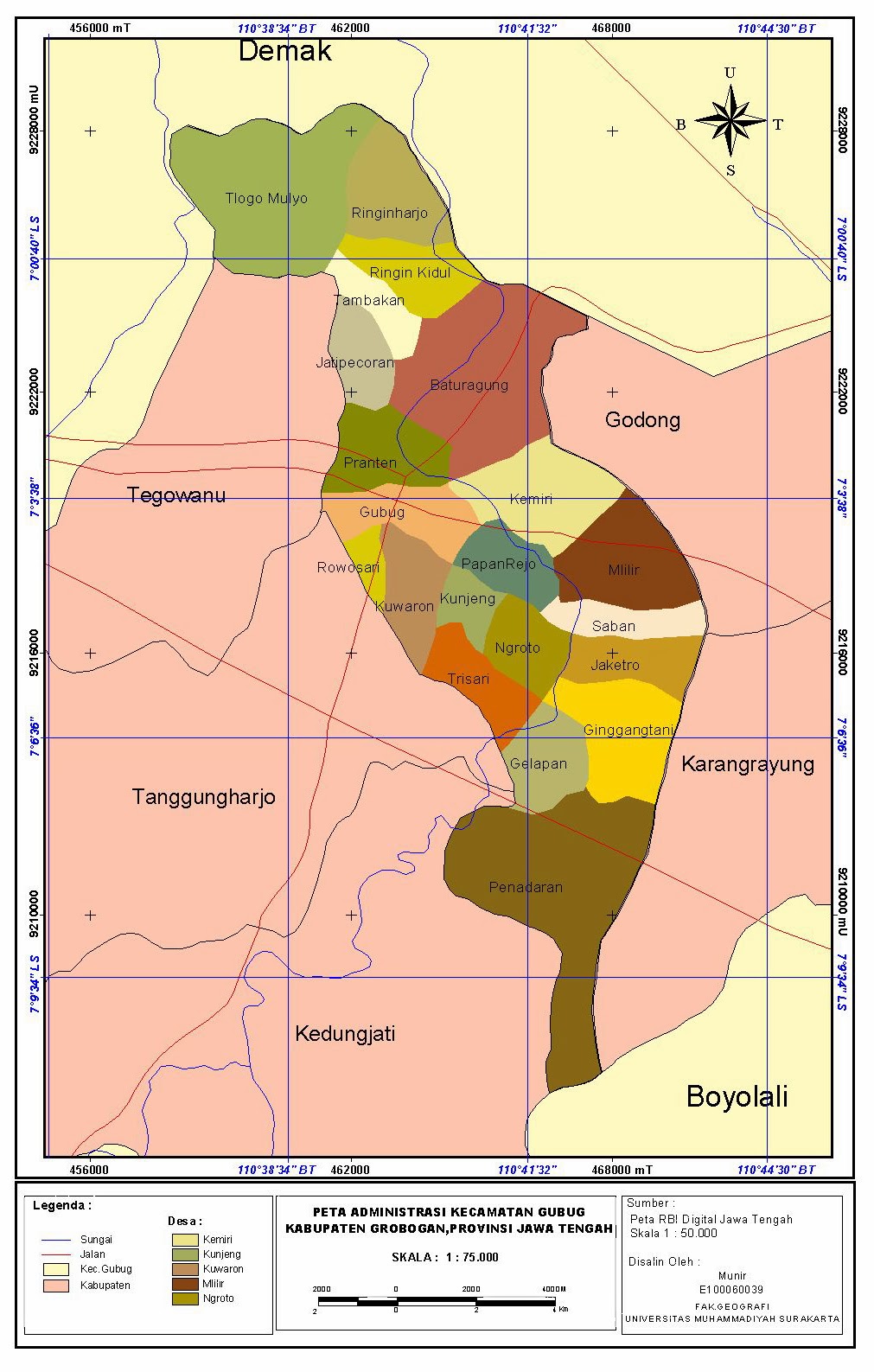 CATATAN MUNIR: DISKRIPSI KECAMATAN GUBUG. KABUPATEN GROBOGAN