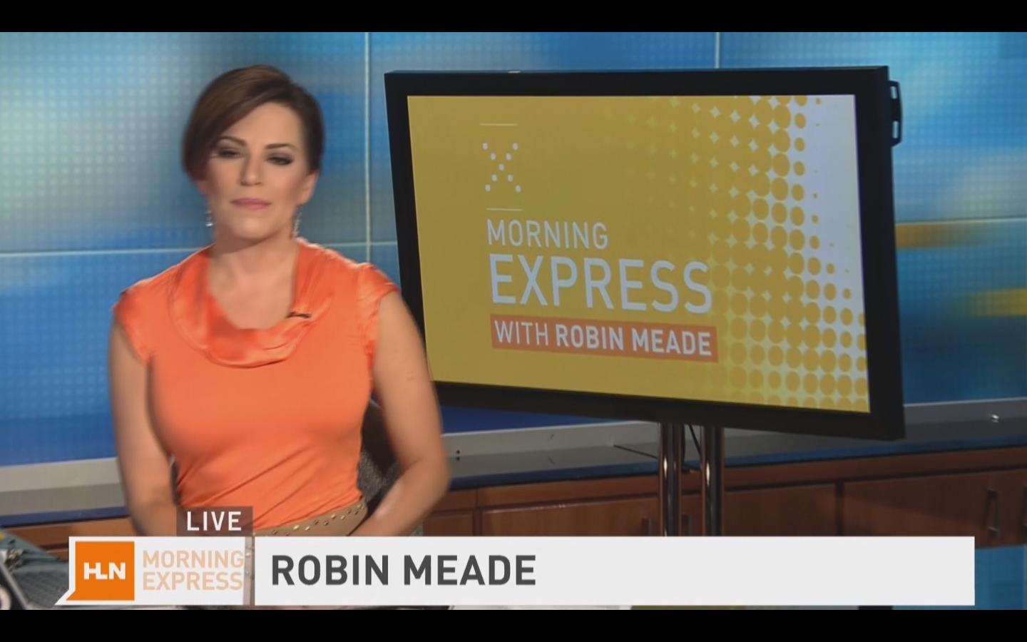 Ladies in Satin Blouses: Robin Meade - orange satin top