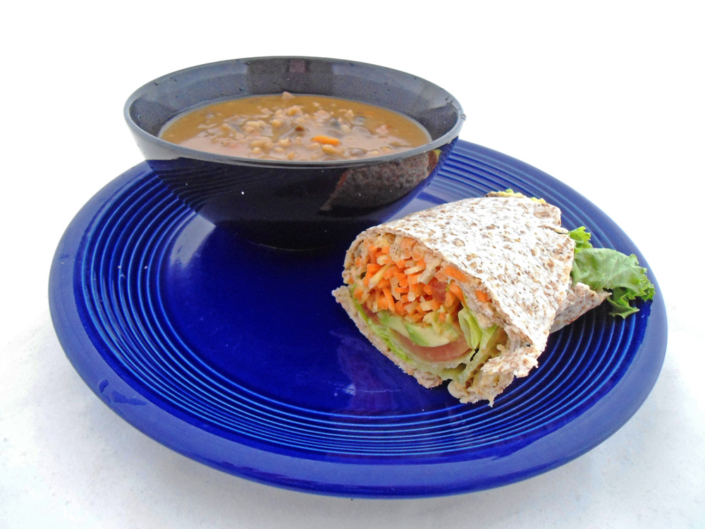 Café VegNews: No-Oil Hummus Wrap and Mushroom Barley Soup