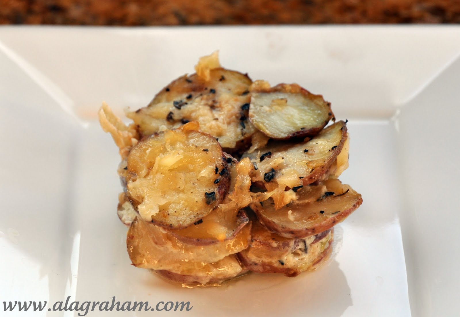 A LA GRAHAM: POTATO, ONION AND PARMESAN GRATIN