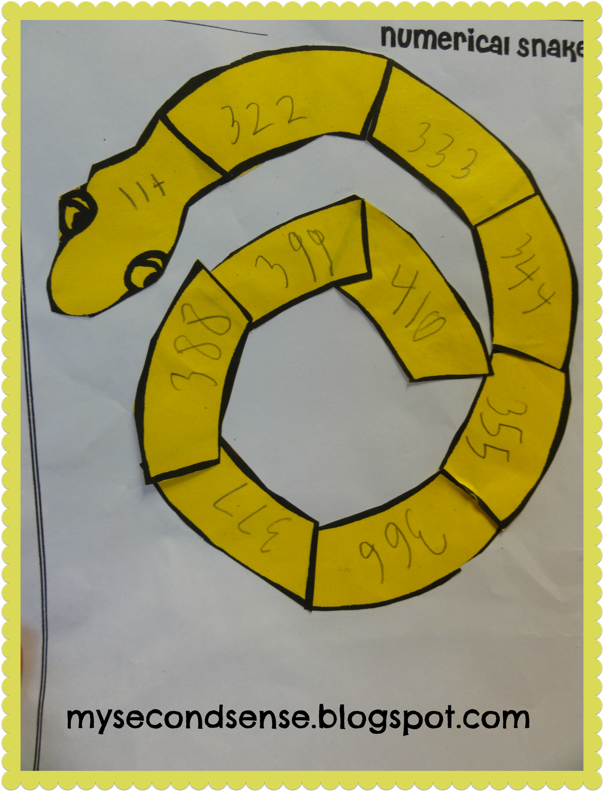 My Second Sense: Number Patterns and Snakes (freebie)
