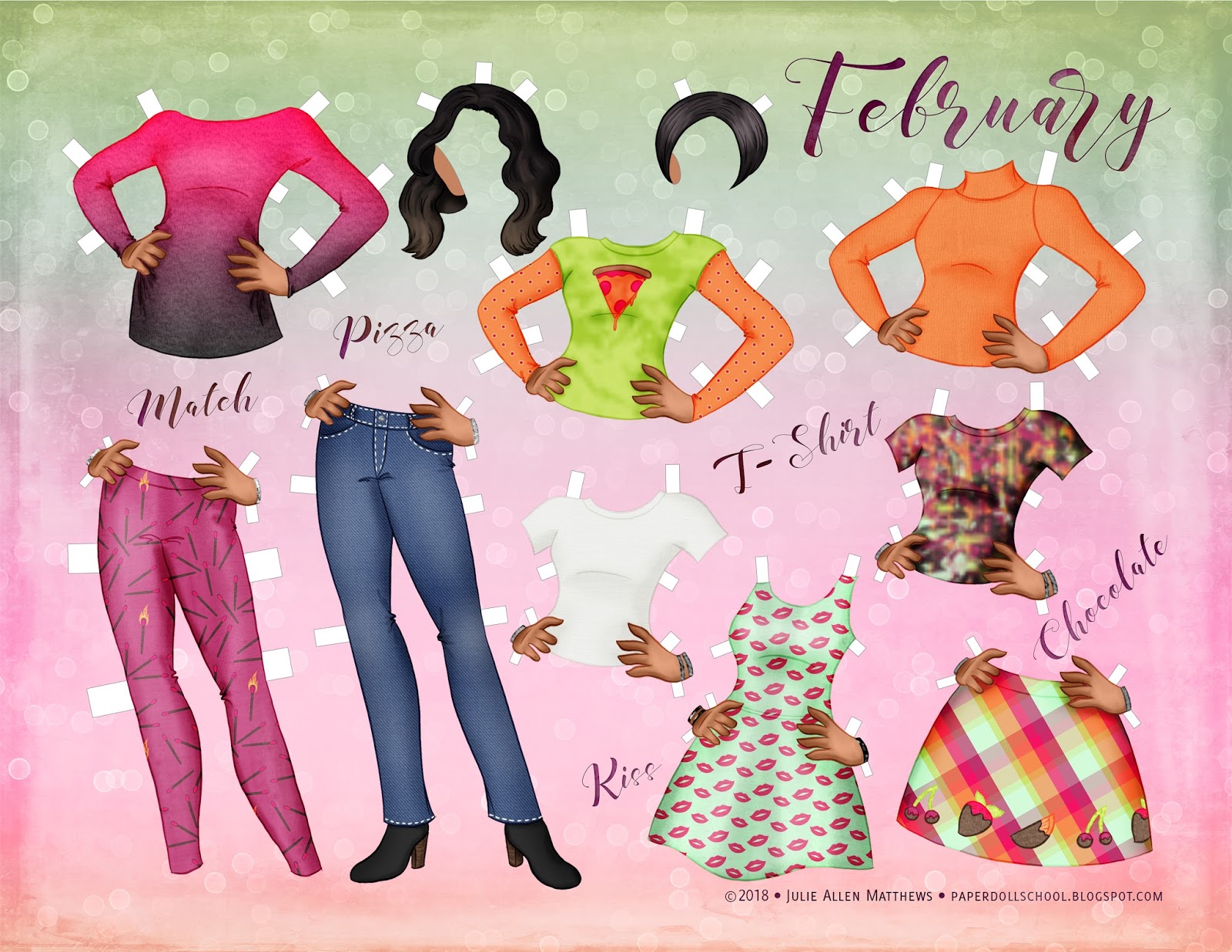 Paper Doll School: February Paper Doll - Set 3