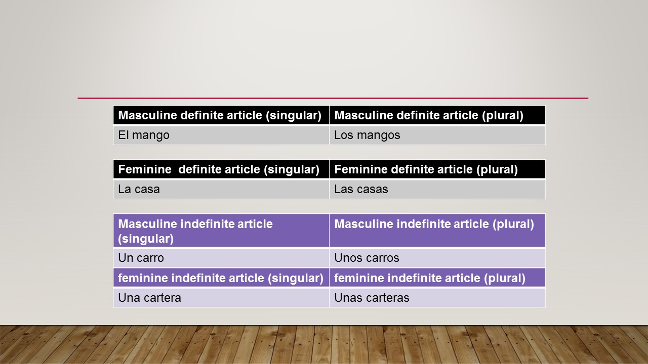 SPANISH CLASE!: ARTICLES AND NOUNS