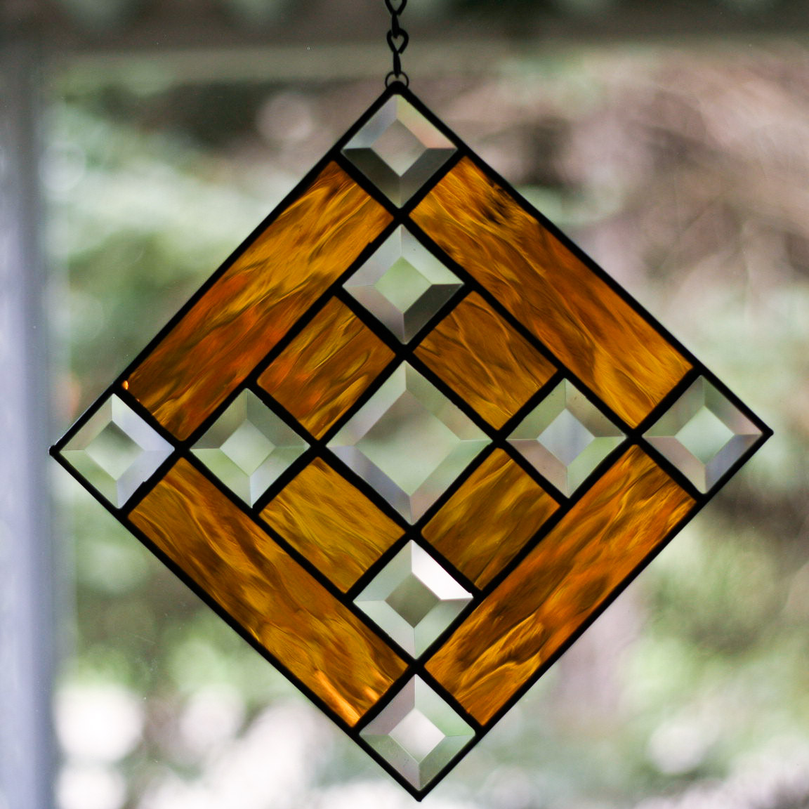 Steve Carl Glass Art: Amber Waterglass Panel