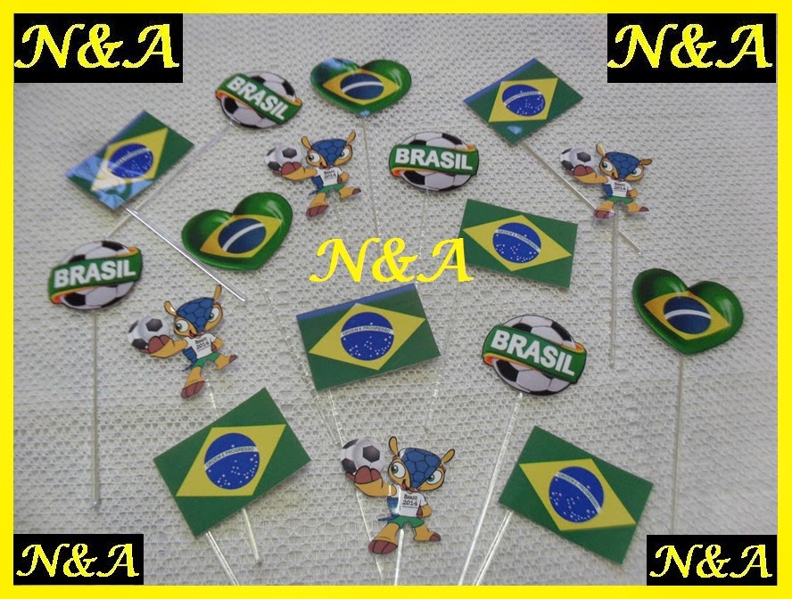 N&A artesanatos: Toppers - Copa do Mundo e Fuleco