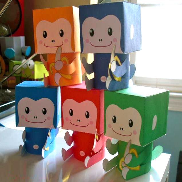 Cubee Monkey Paper Toys | Paperized Crafts