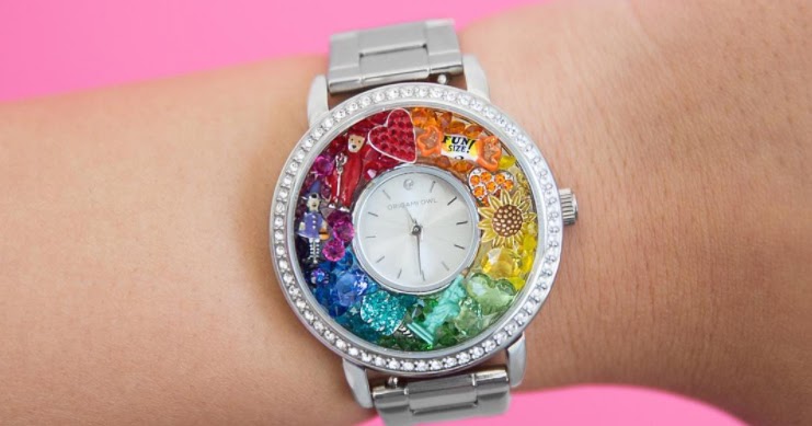 Signature Locket Watch with Rainbow of Charms | Jeanette at Think Goodness
