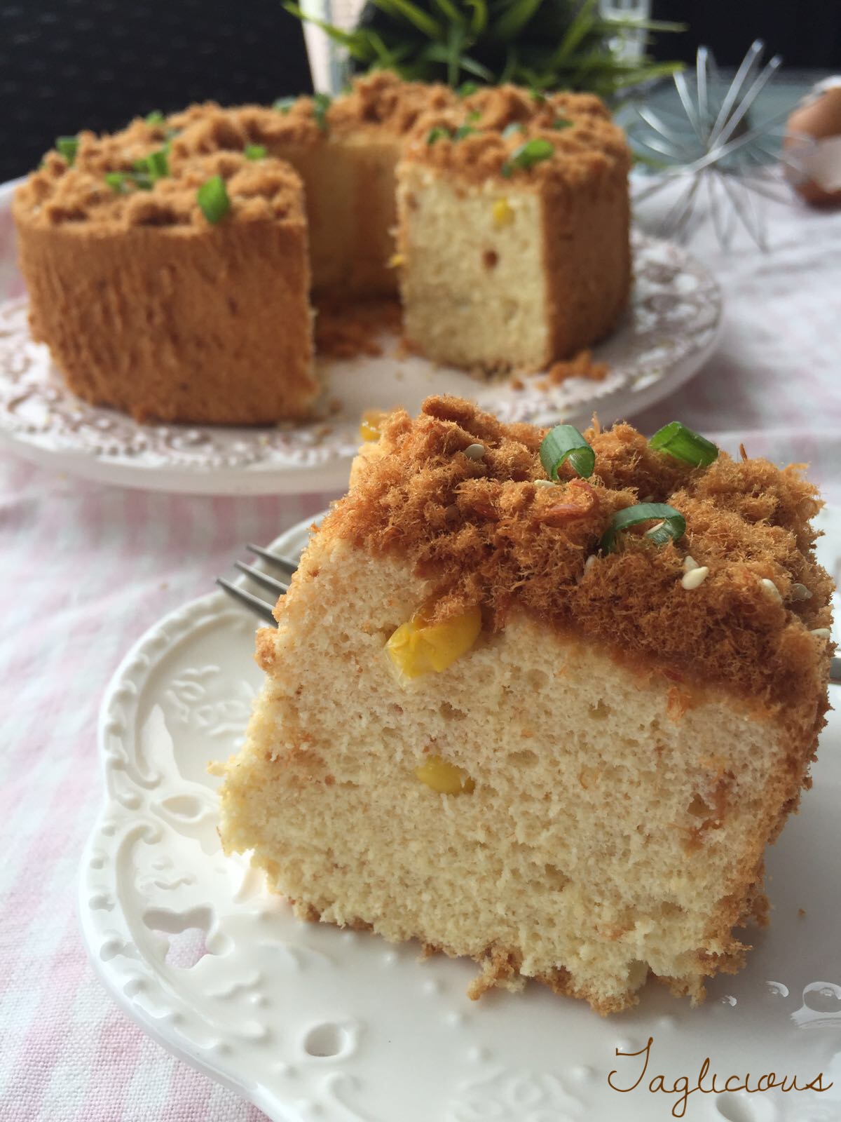 TAGlicious: Savory Corn & Chicken floss chiffon cake