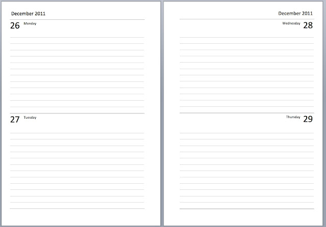 Philofaxy: Free A5 2012 diary sets to download and print for your Filofax