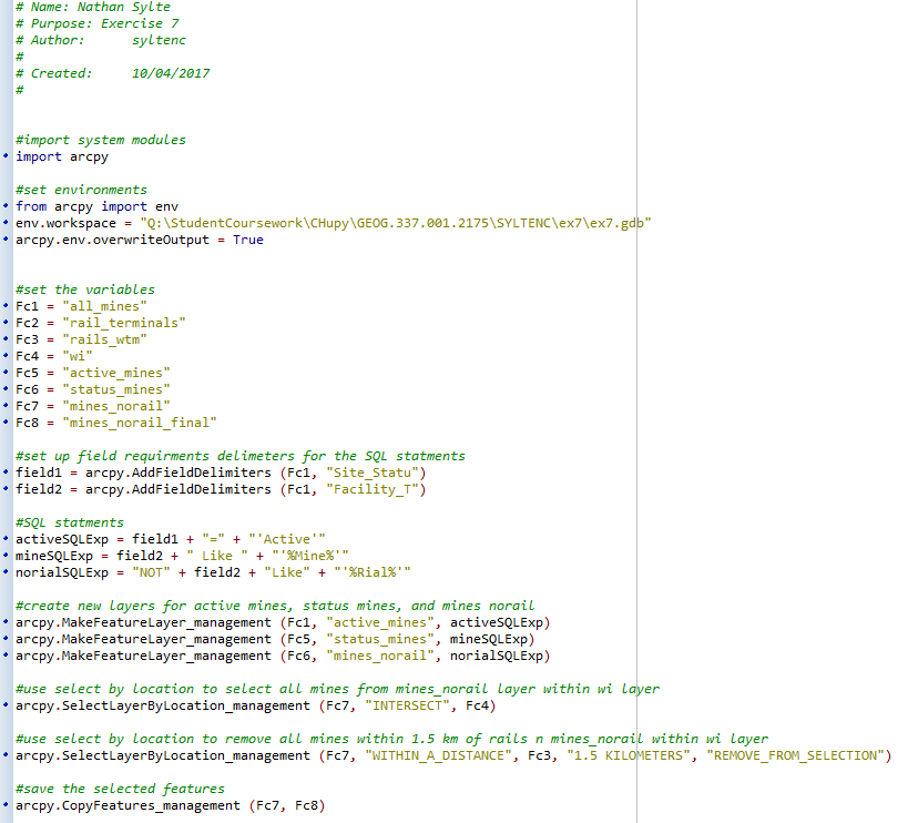 GIS 2 : Python Scripts (Ongoing script)