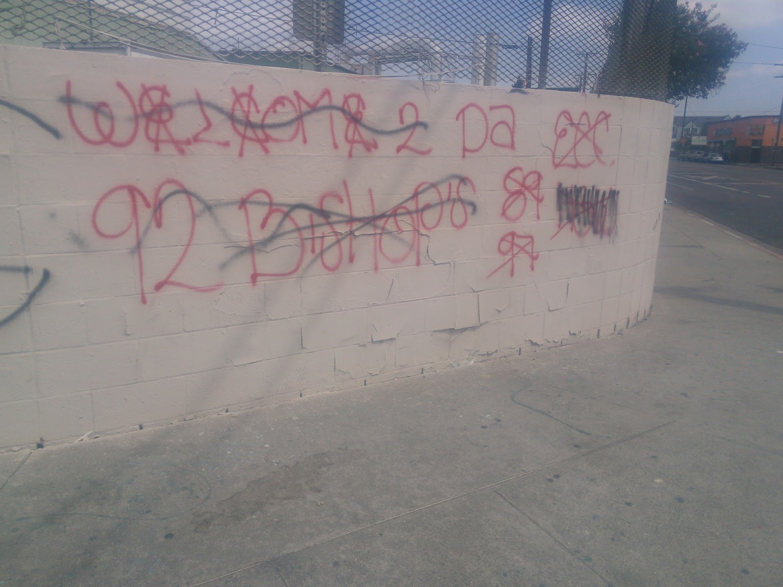 blood gangs graffiti: bishops bloods gang ( watts , BBG , 92 88 street )